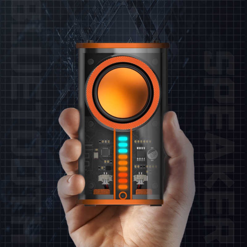 Mini coluna Bluetooth com subwoofer LED e graves metálicos